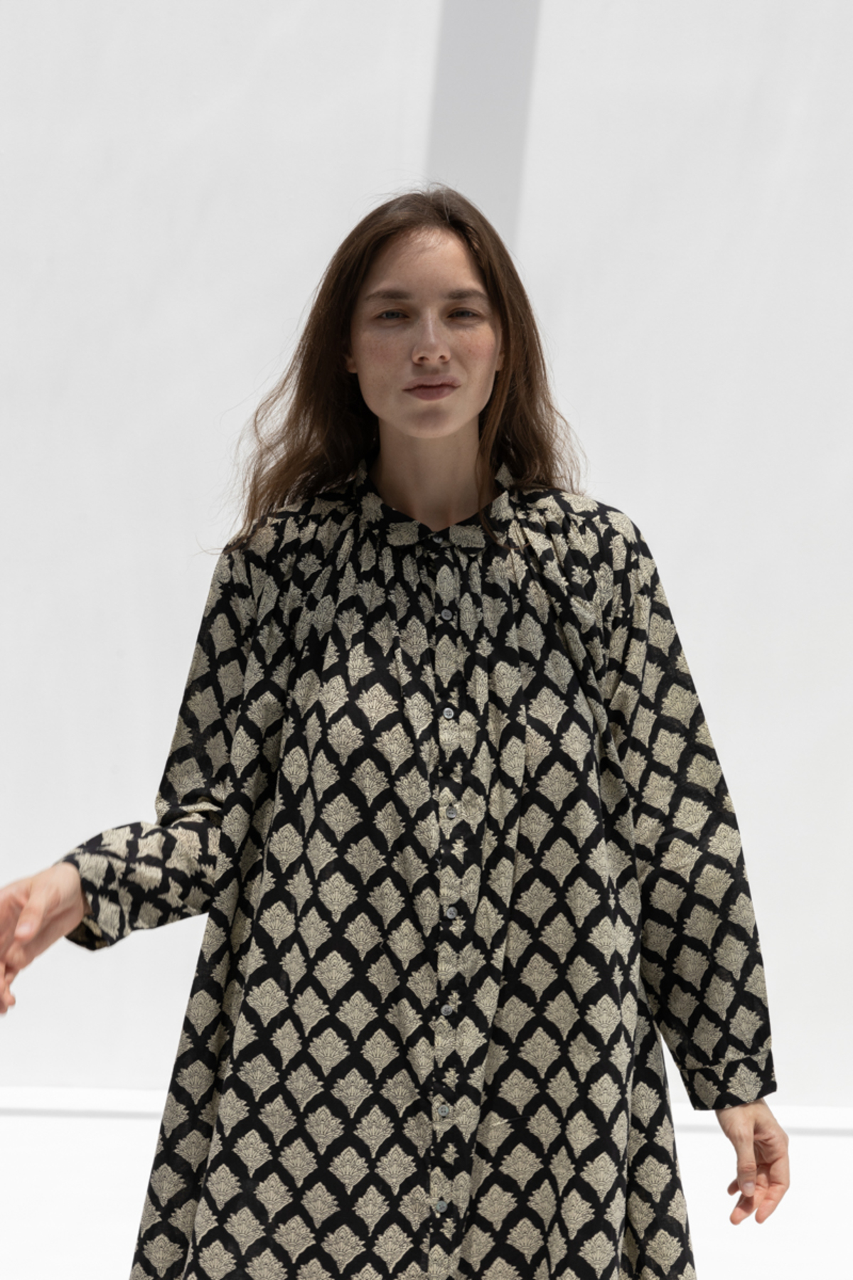 Ichi Antiquites India Block Print Dress - Black | Garmentory