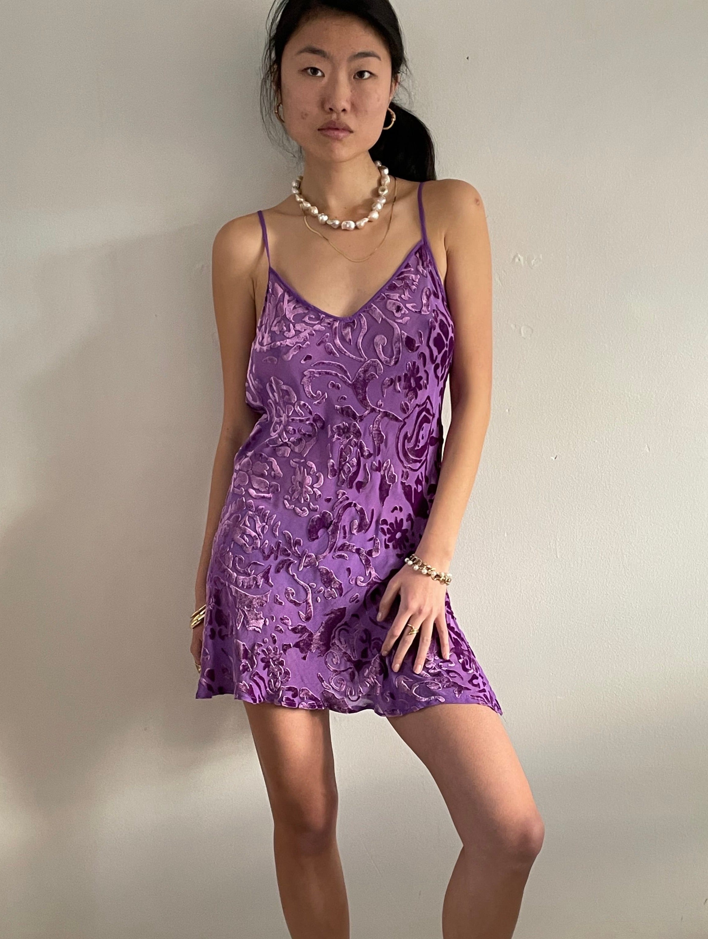 90s silk velvet devore slip dress | Garmentory