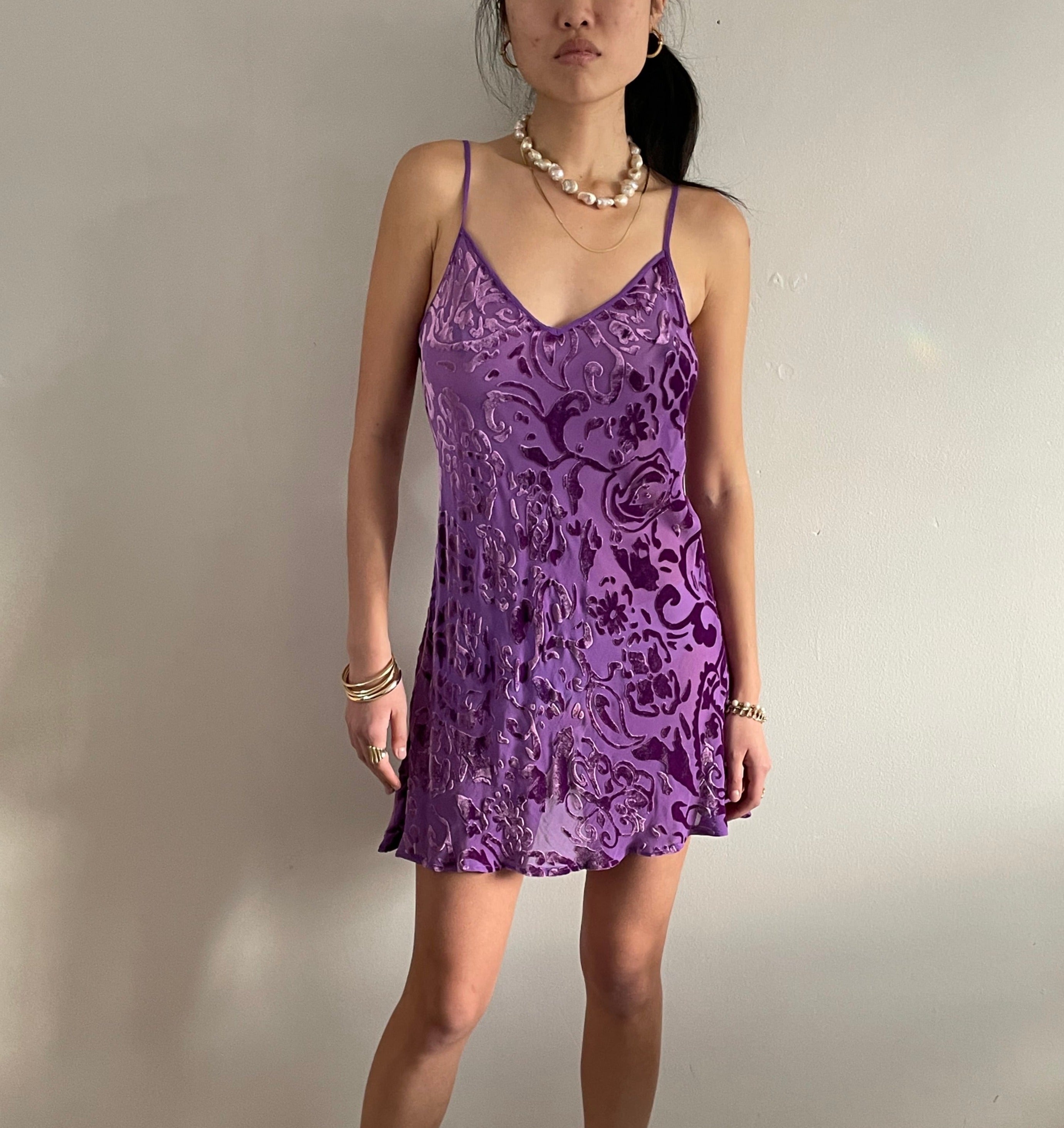 90s silk velvet devore slip dress | Garmentory