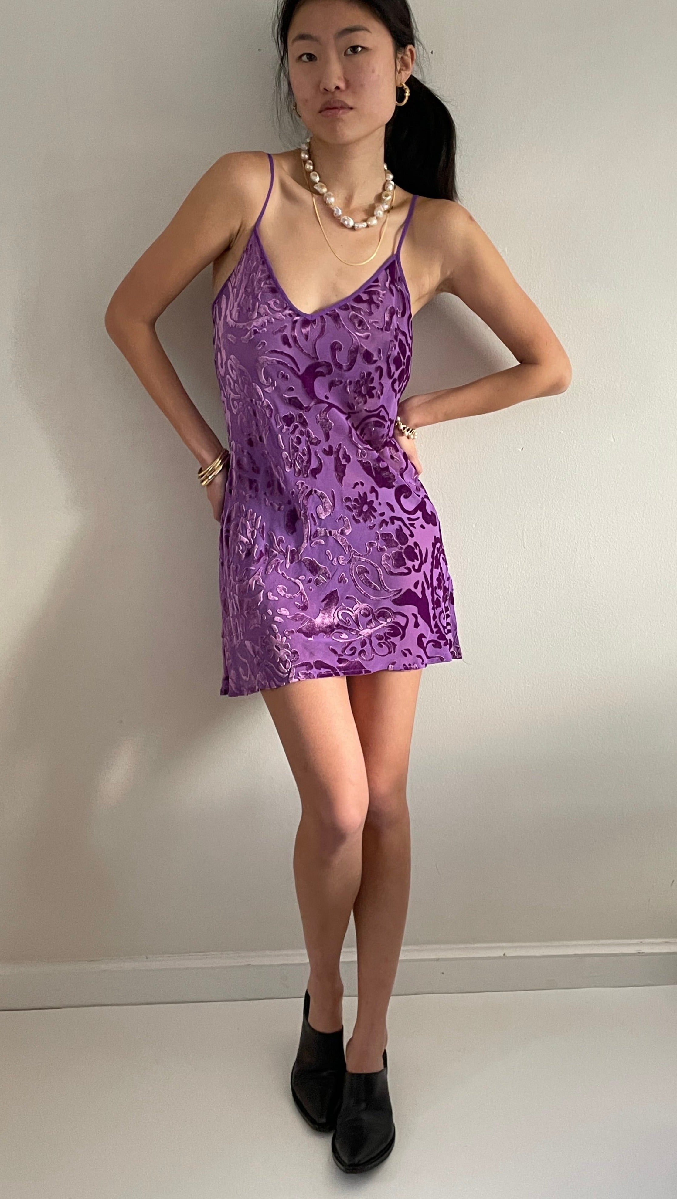 90s silk velvet devore slip dress | Garmentory