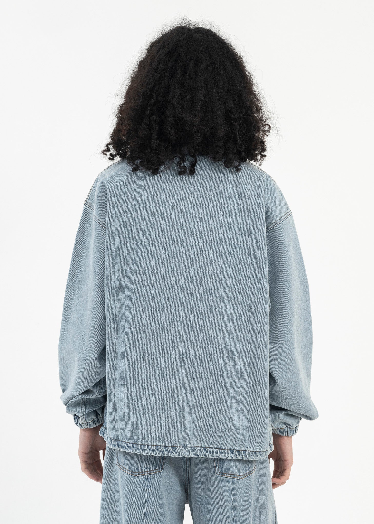 Y/project PINCHED LOGO DENIM WINDBREAKER JACKET - ICE BLUE | Garmentory