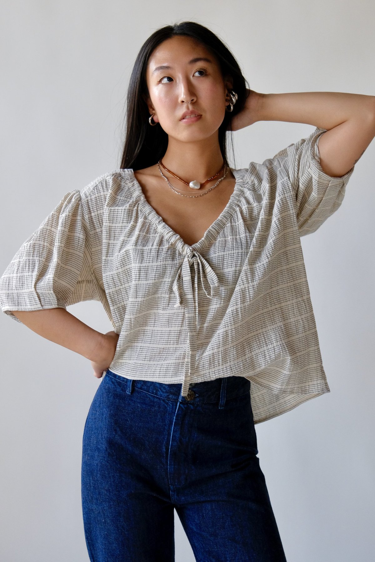 the amente Front Tie Blouse - Prints | Garmentory