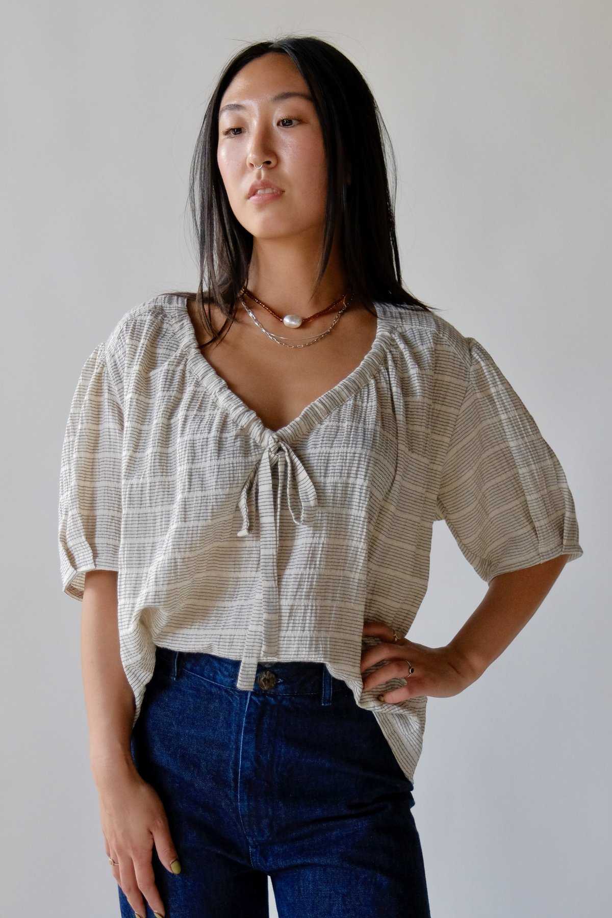 the amente Front Tie Blouse - Prints | Garmentory