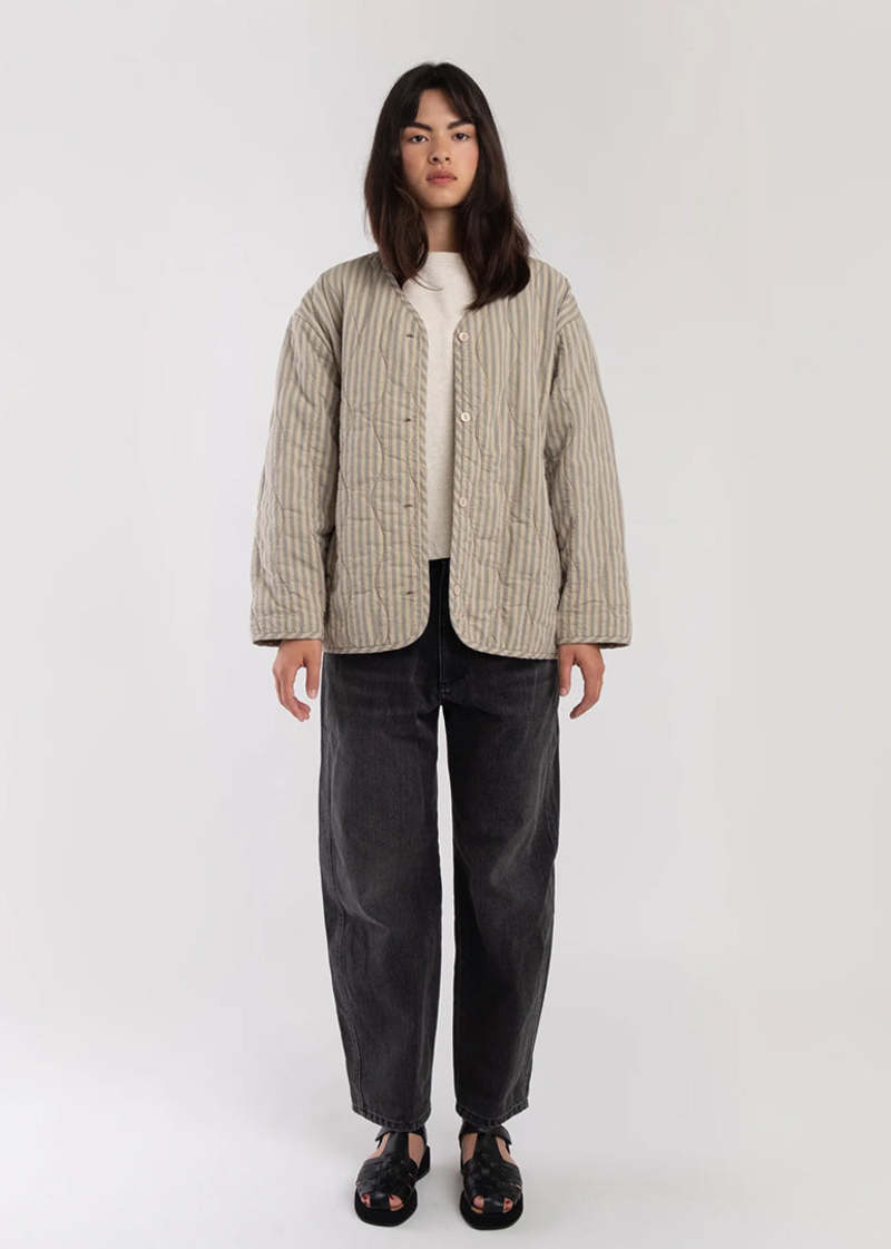 Micaela Greg Quilted Liner jacket - Muted Stripe | Garmentory