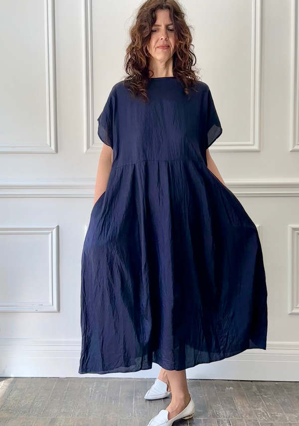 Christian Peau Vintage Silk Dress - Deep Blue | Garmentory