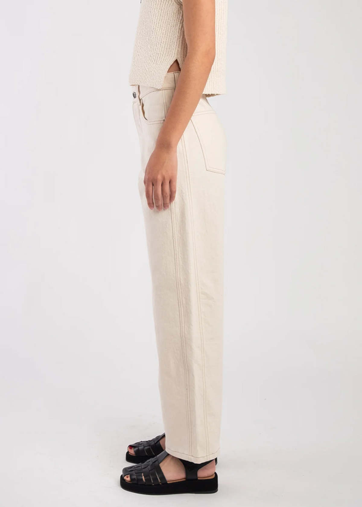 Micaela Greg Panel Jean - Cream | Garmentory