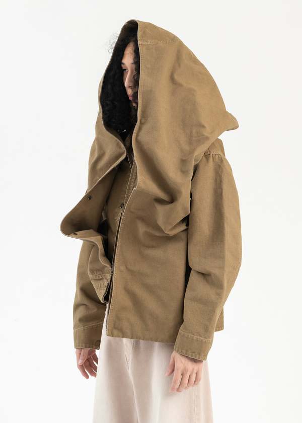 Y/project SNAP OFF PANEL HOOD CARGO JACKET - Beige | Garmentory