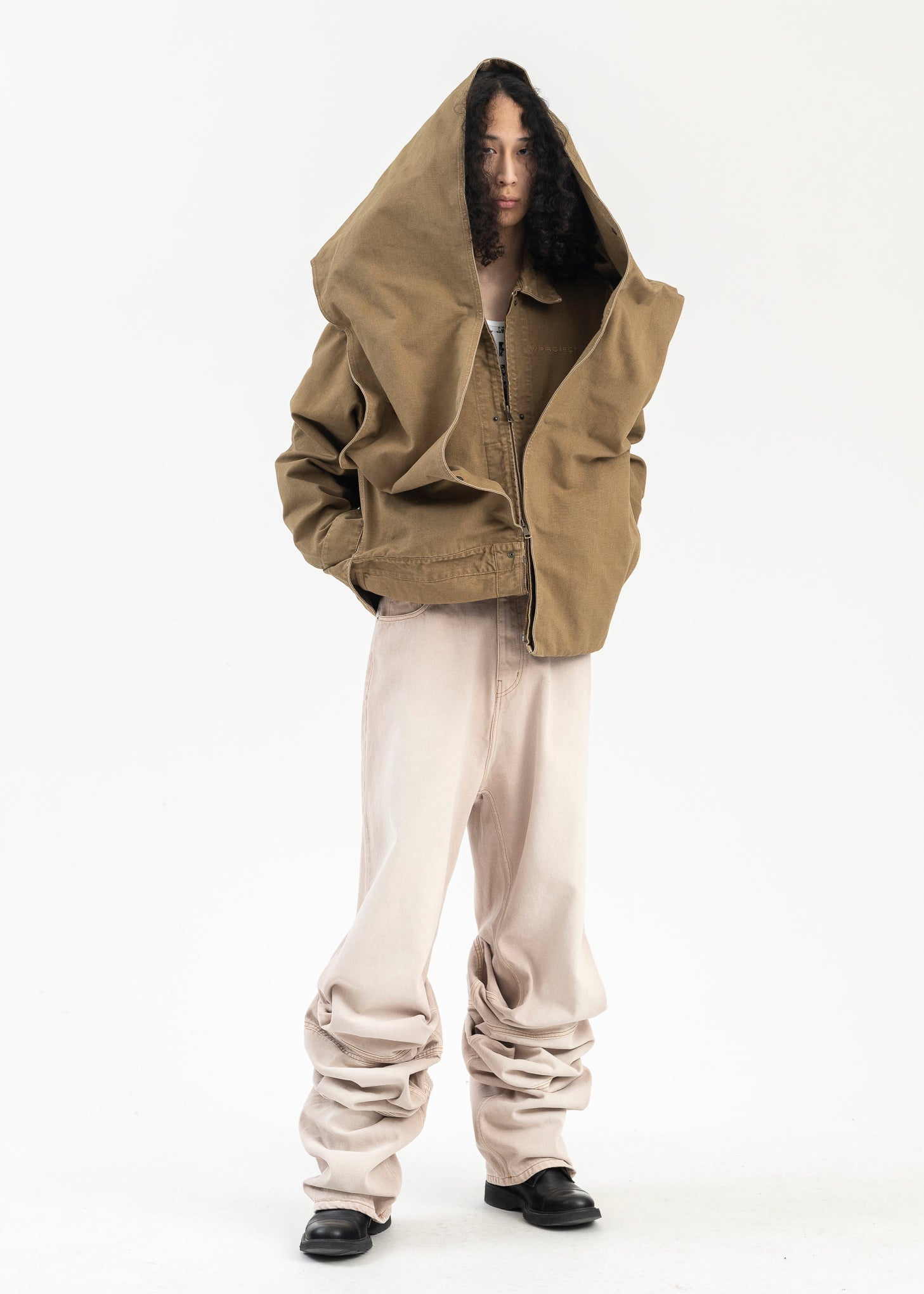 Y/project SNAP OFF PANEL HOOD CARGO JACKET - Beige | Garmentory