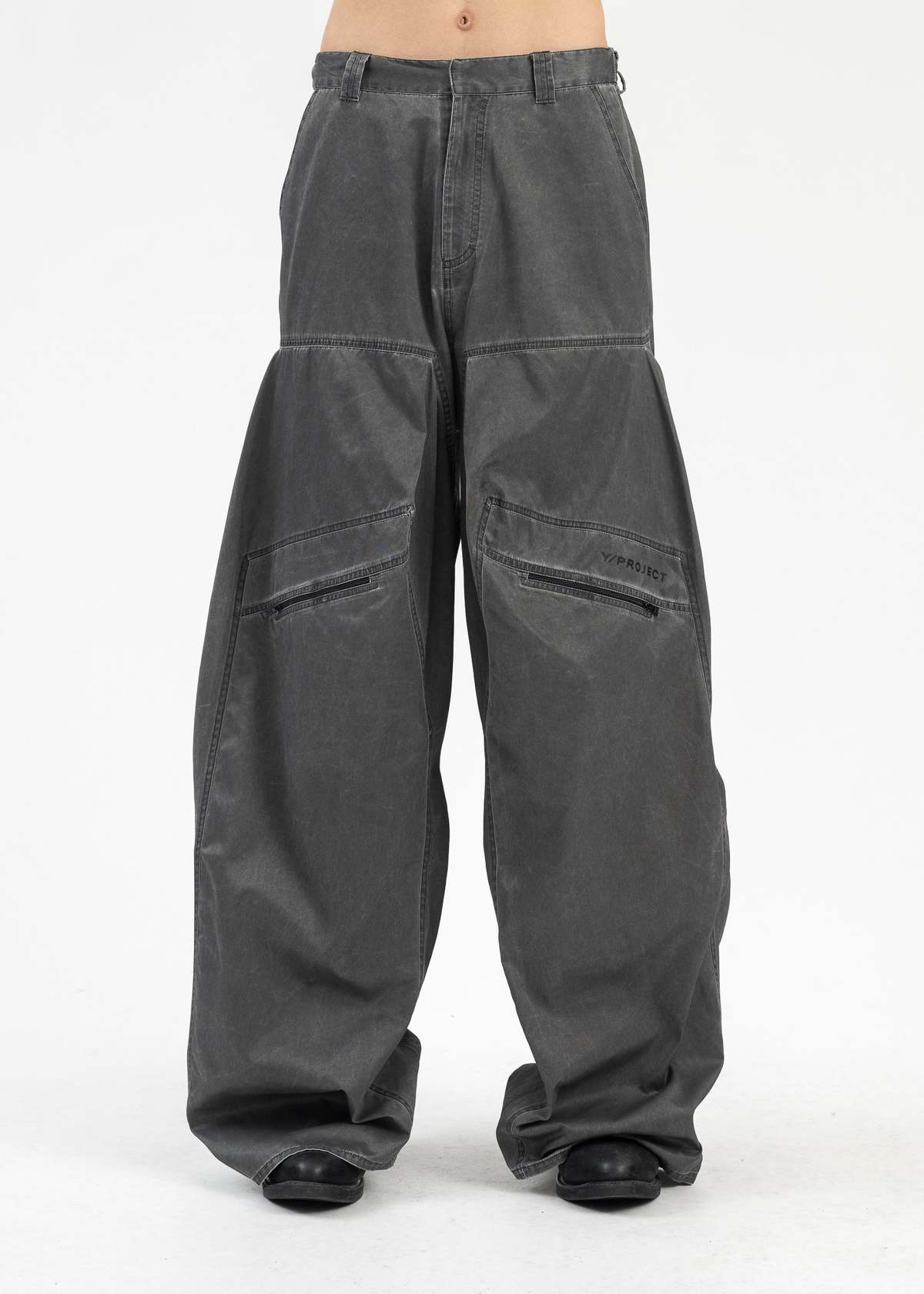 Y/project WASHED POP-UP PANTS - BLACK | Garmentory