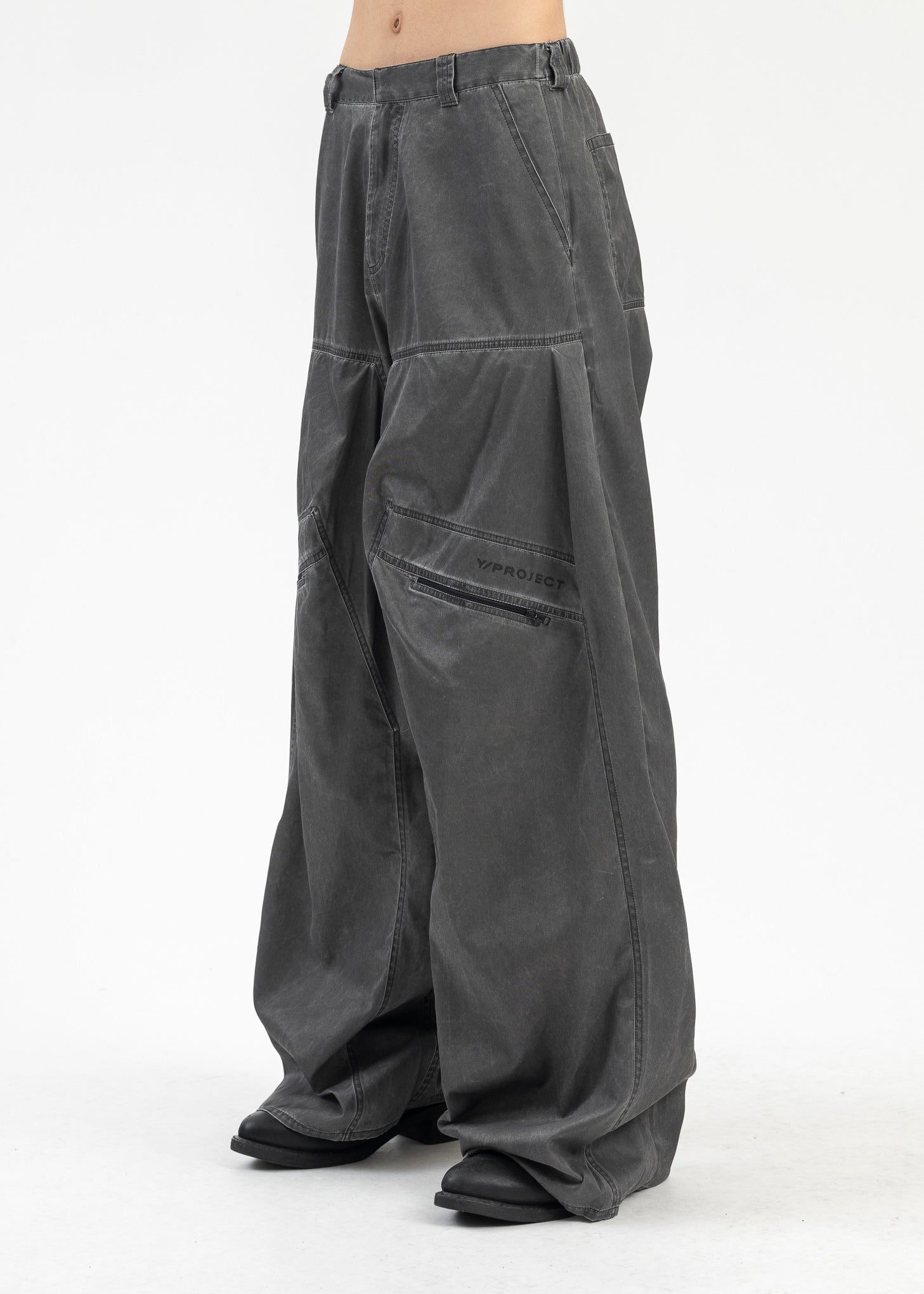 Y/project WASHED POP-UP PANTS - BLACK | Garmentory