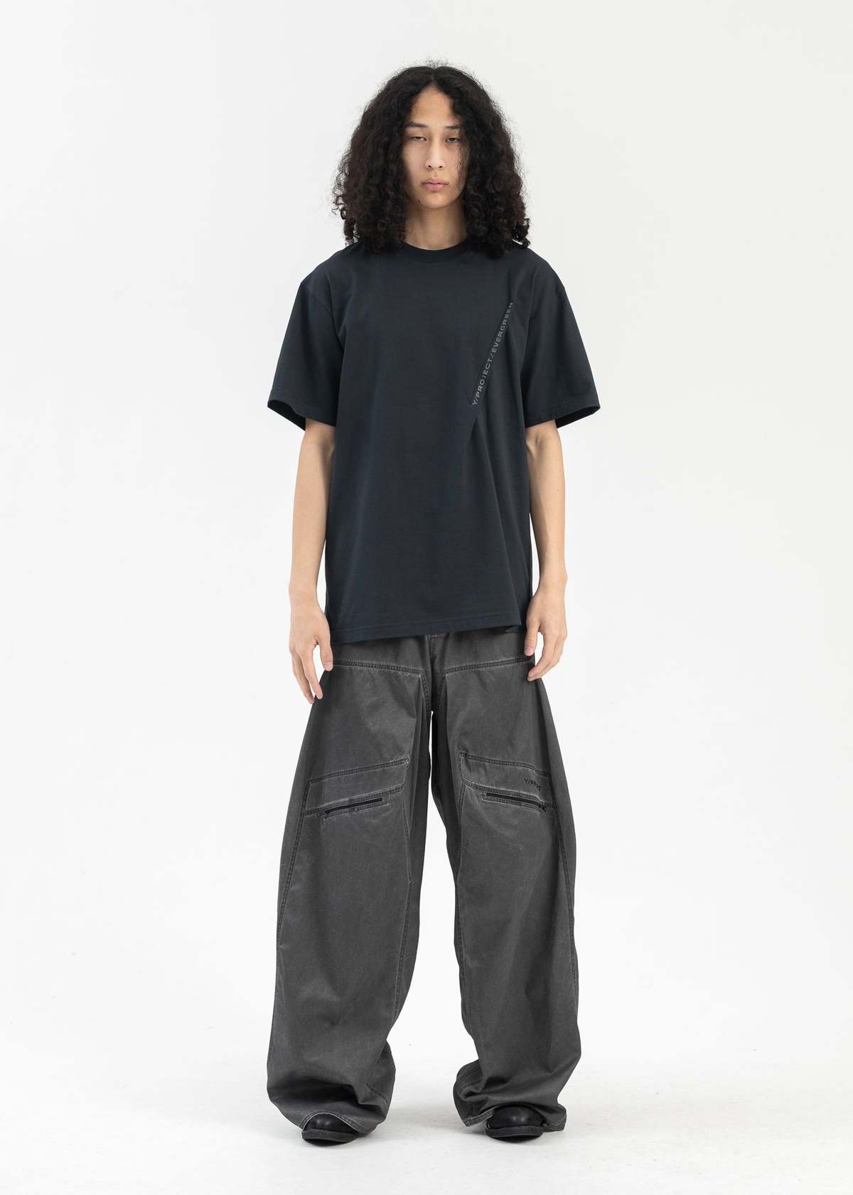 Y/project WASHED POP-UP PANTS - BLACK | Garmentory
