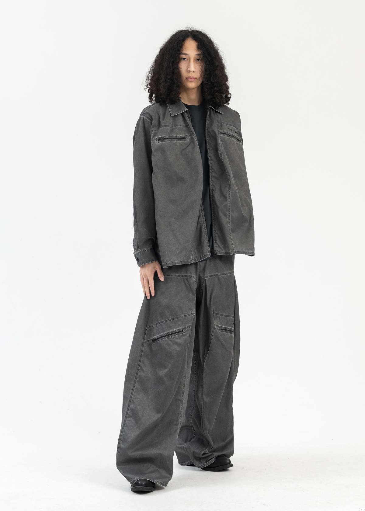 Y/project WASHED POP-UP PANTS - BLACK | Garmentory