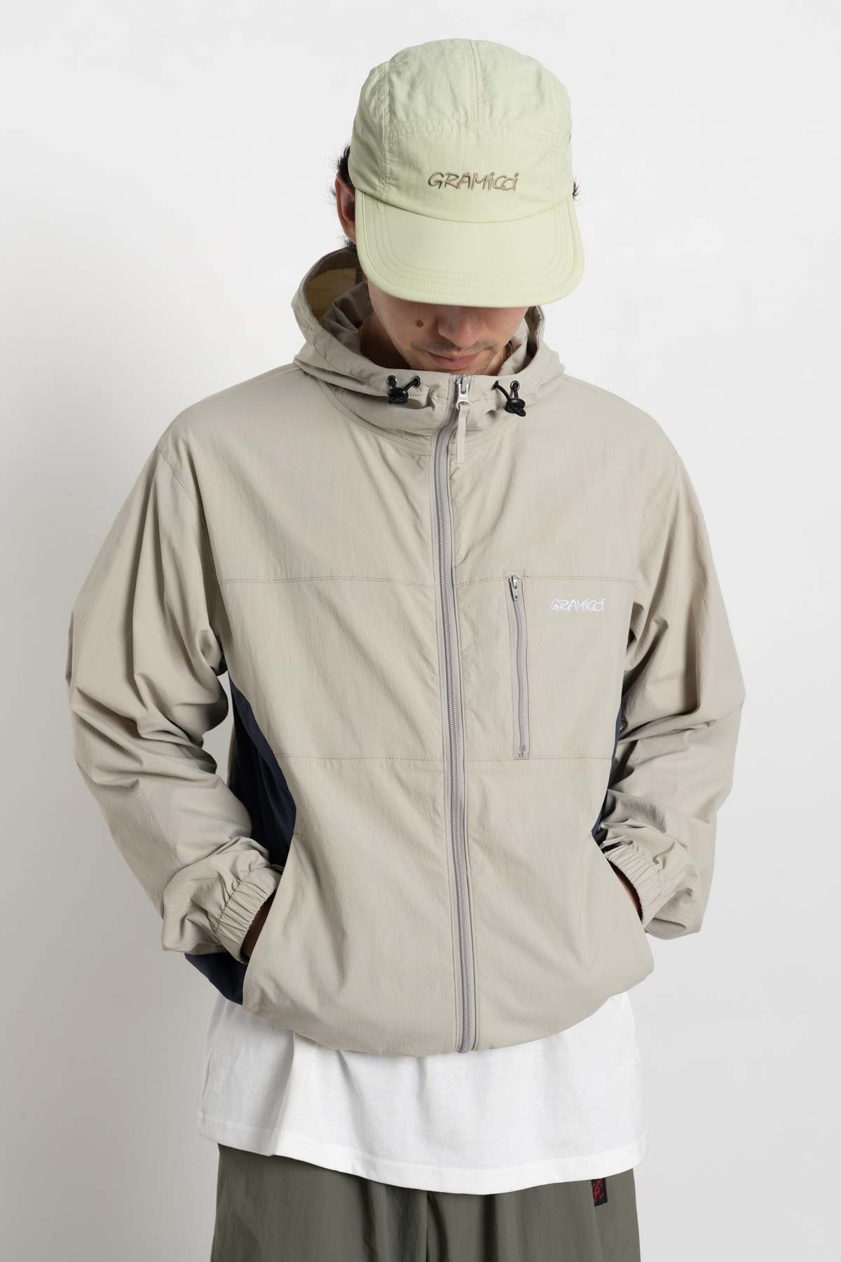 Gramicci Softshell Nylon Hooded Jacket - Stone Grey | Garmentory