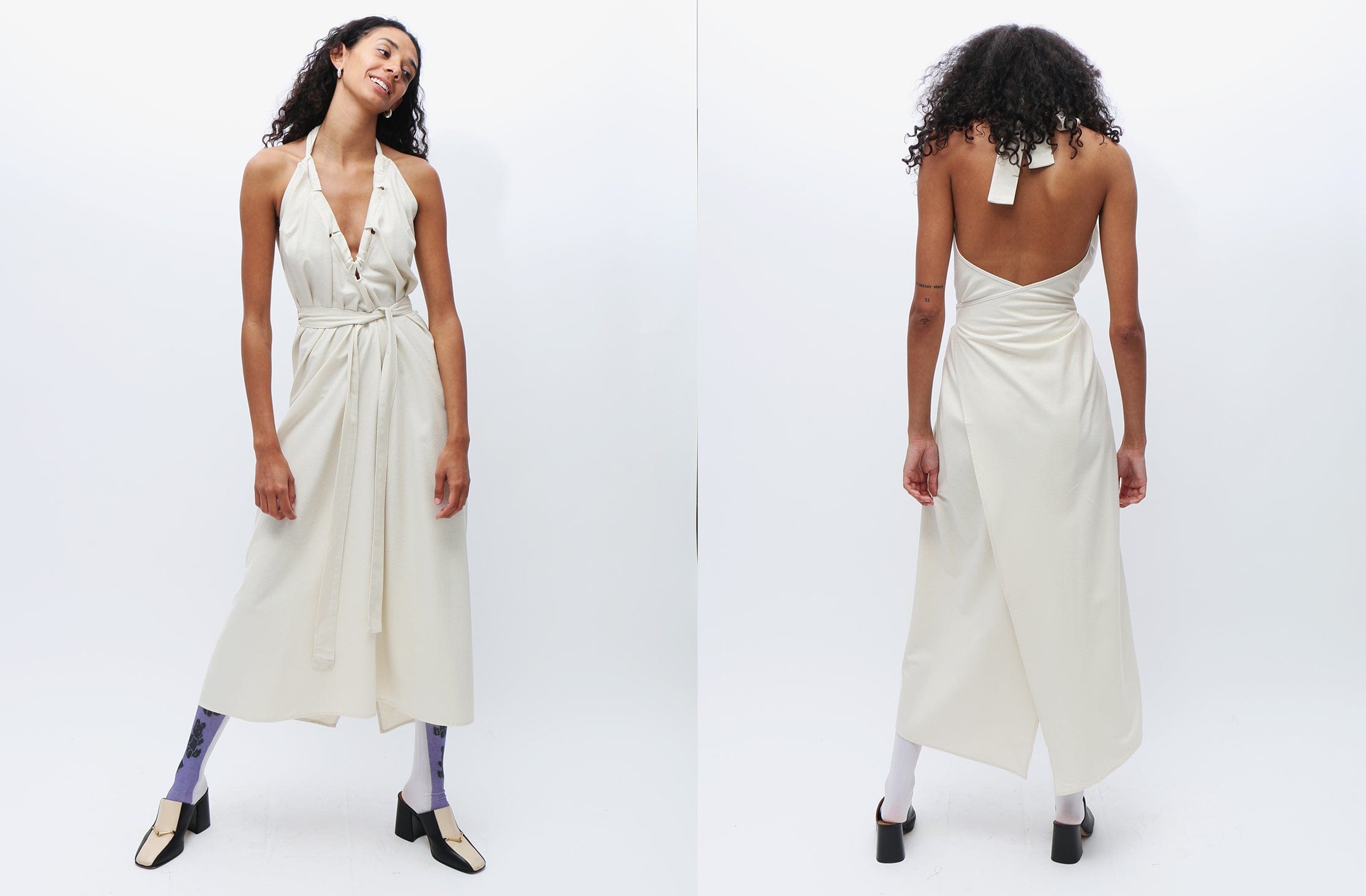 Baserange Undyed Node Dress - White | Garmentory