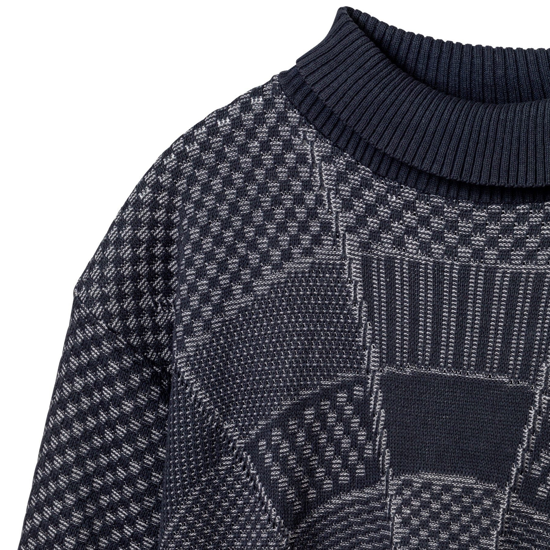 Sundazed (Belgium) Garter Block Interlock Knit Cotton Rib Mock Neck ...