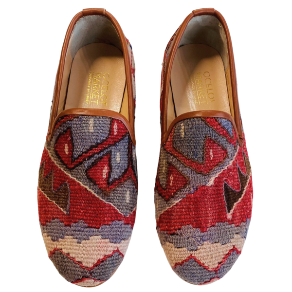 Men's Turkish Kilim Loafers | Lavender & Red Pattern | Garmentory