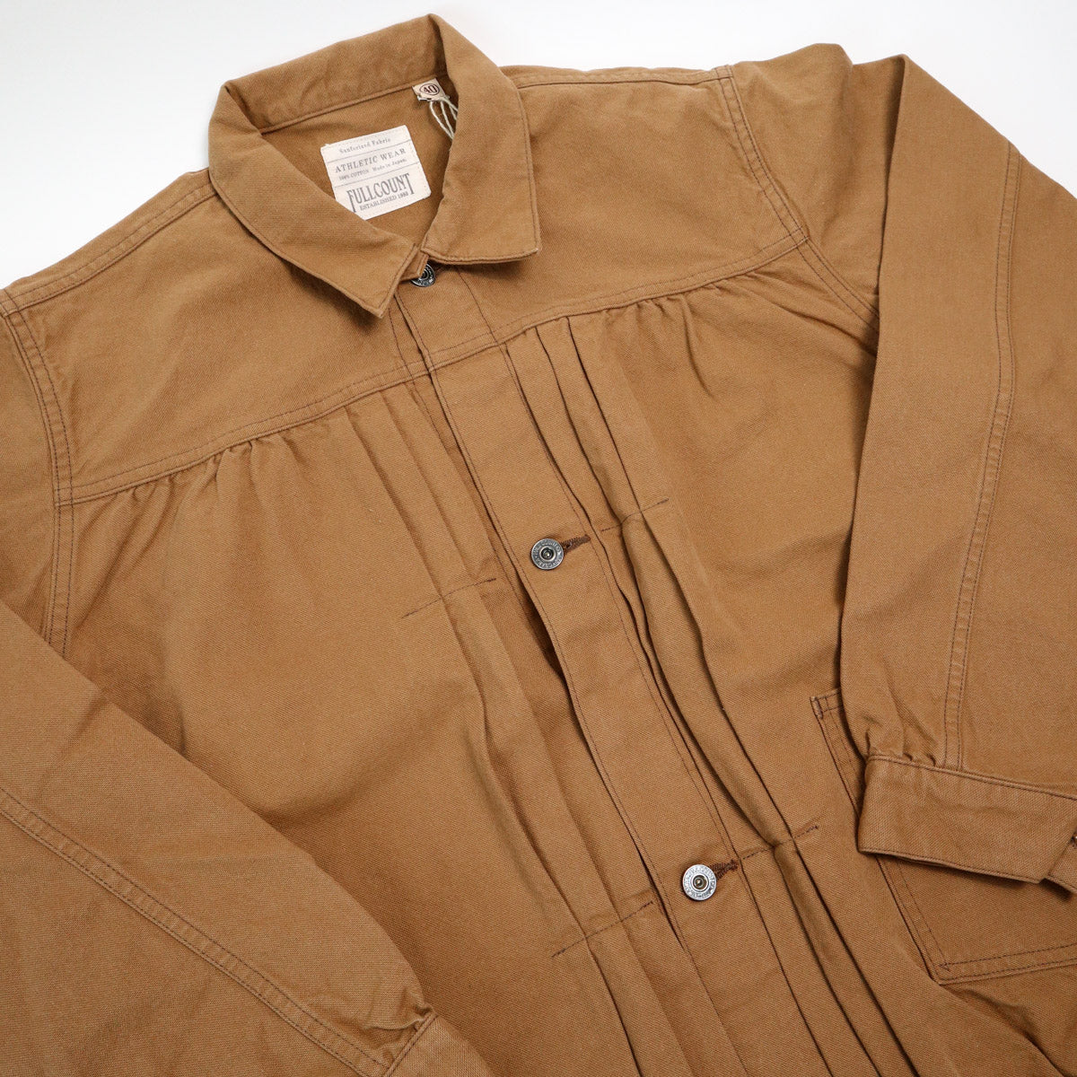 Full Count Selvedge Canvas Triple Pleated Jacket - Brown | Garmentory