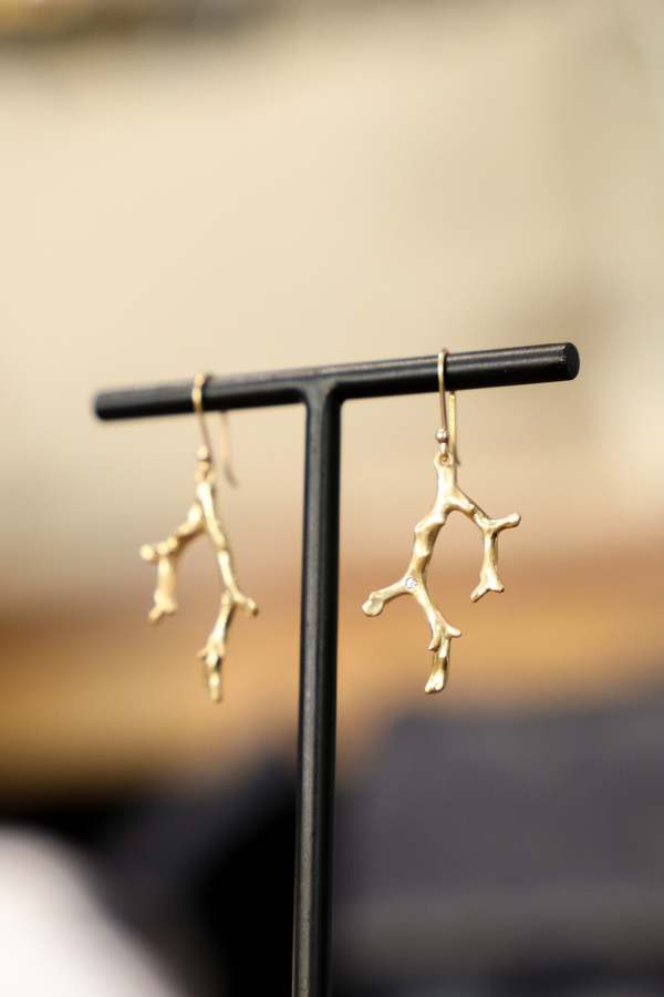 Annette Ferdinandsen Coral Branch Earrings w/Diamonds - 14k Gold ...