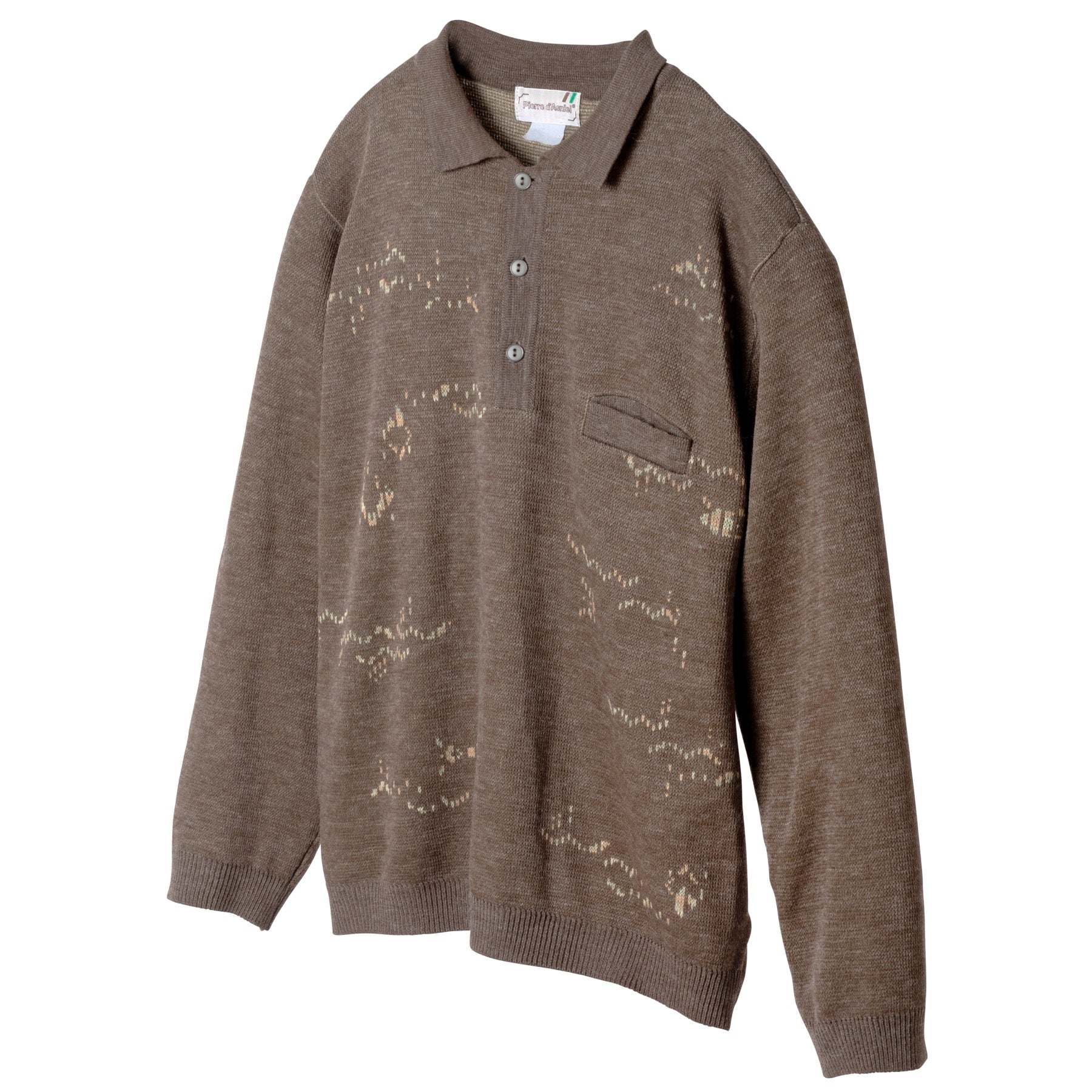 Pierre d'Asniel (France) Jacquard Interlock Knit Wool Polo Sweater ...