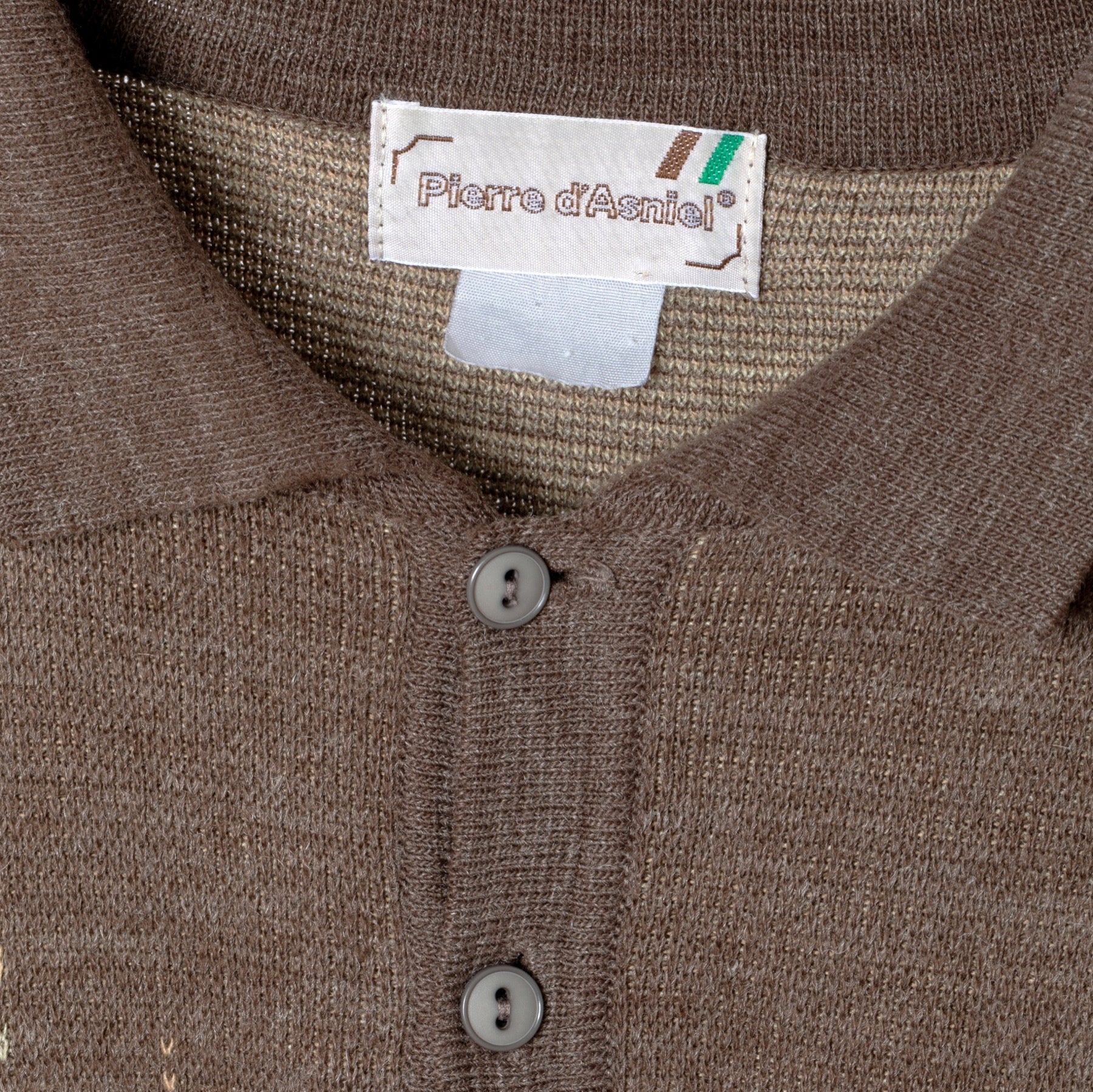 Pierre d'Asniel (France) Jacquard Interlock Knit Wool Polo Sweater ...