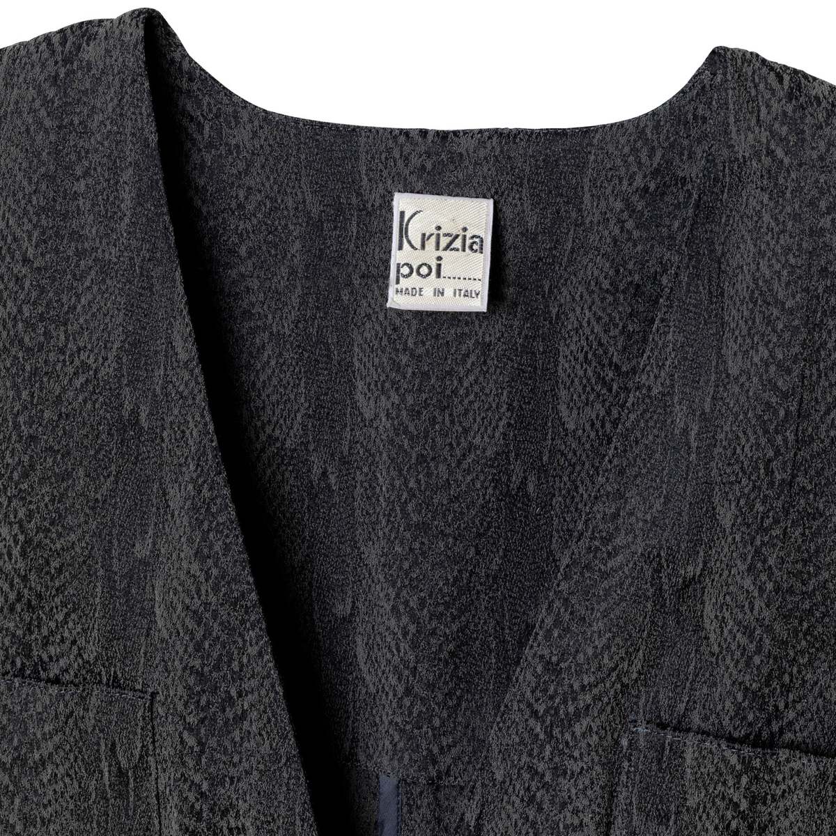 Krizia (Italy) Warp Weave Stretch Acetate Collarless Cutaway Jacket ...