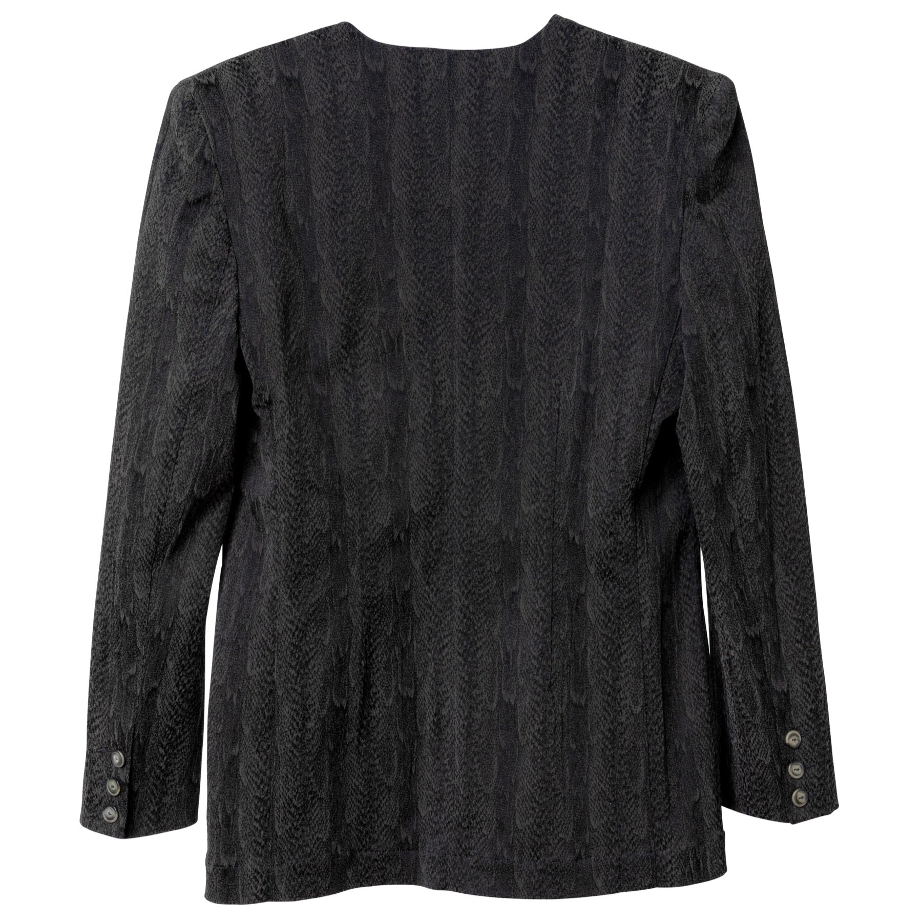 Krizia (Italy) Warp Weave Stretch Acetate Collarless Cutaway Jacket ...