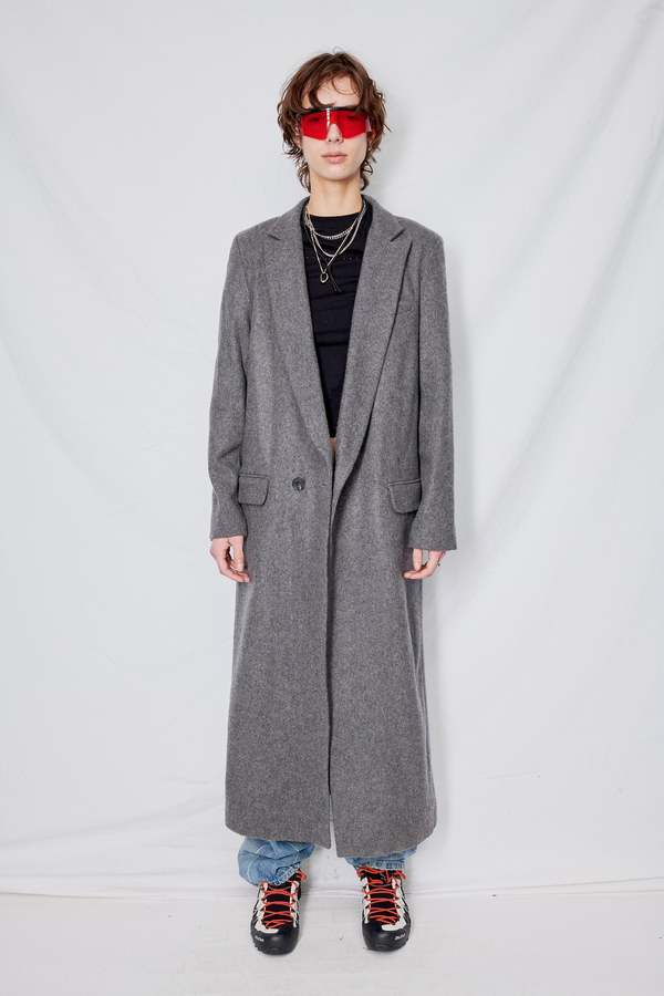 Assembly Grey Wool Long Collar Coat - Grey | Garmentory