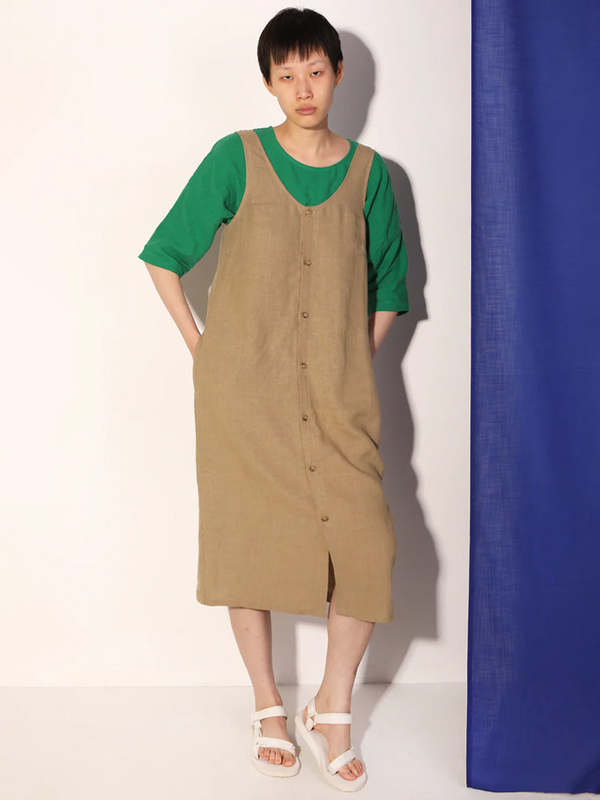 L.F. Markey Button Front Slip Dress - Stone | Garmentory