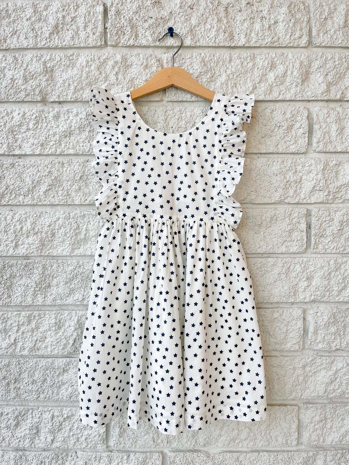 Kids Pink Chicken Marceline Dress - Cream Ditsy Stars | Garmentory