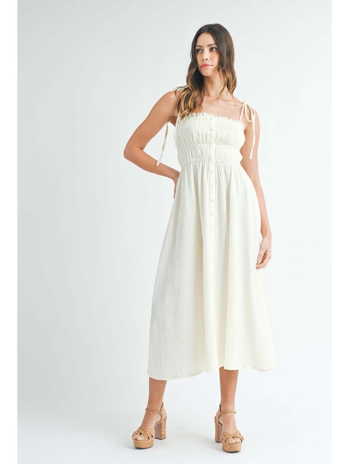 Mable Zoey Midi Dress - Cream | Garmentory