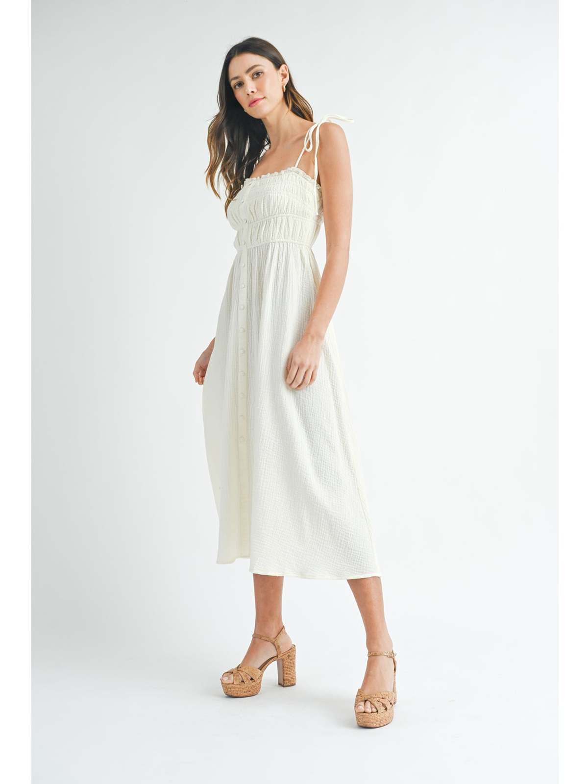 Mable Zoey Midi Dress Cream Garmentory