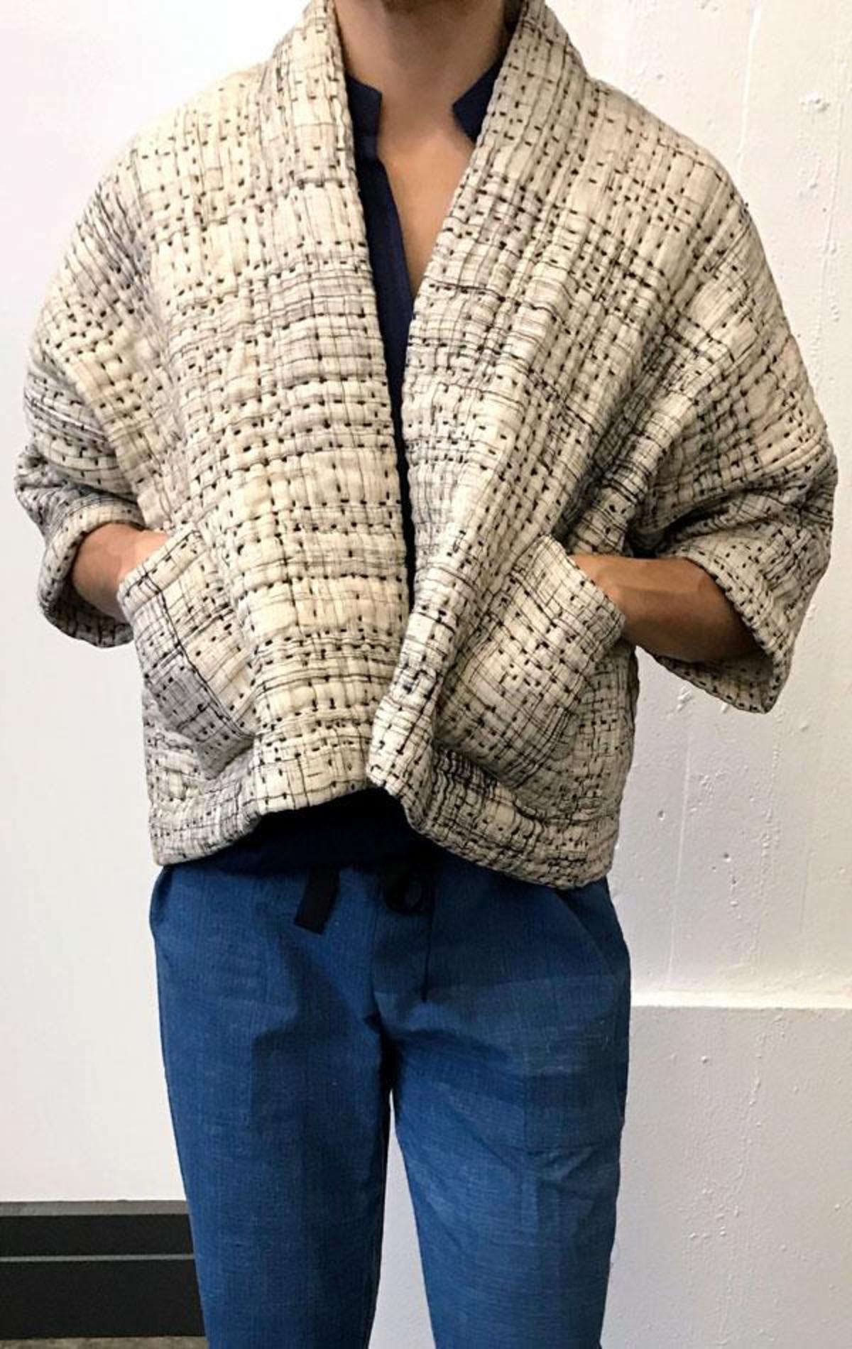 Neeru Kumar Blanket Kantha Jacket in Natural | Garmentory