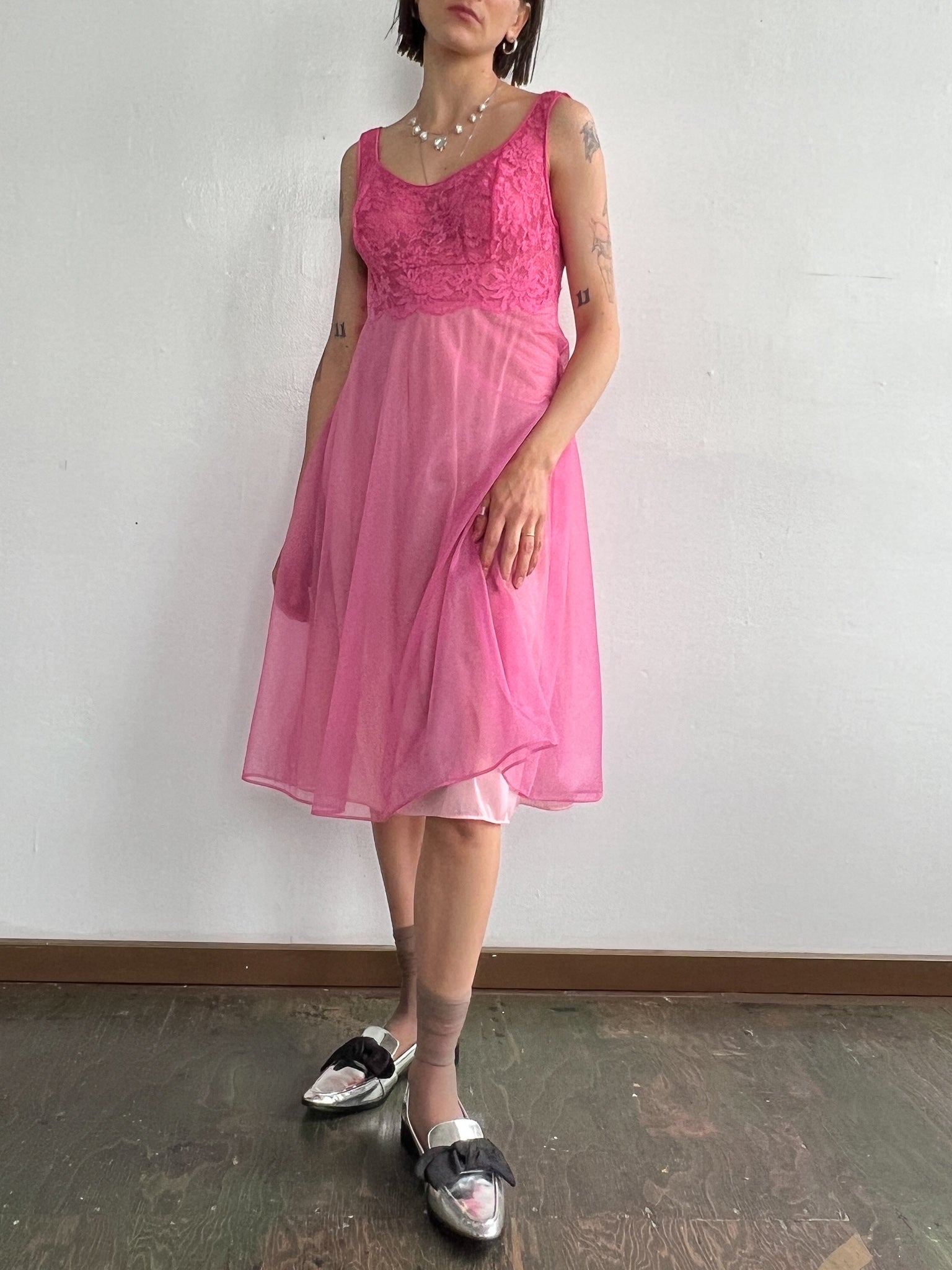 Sheer Layered Dress - Pink | Garmentory