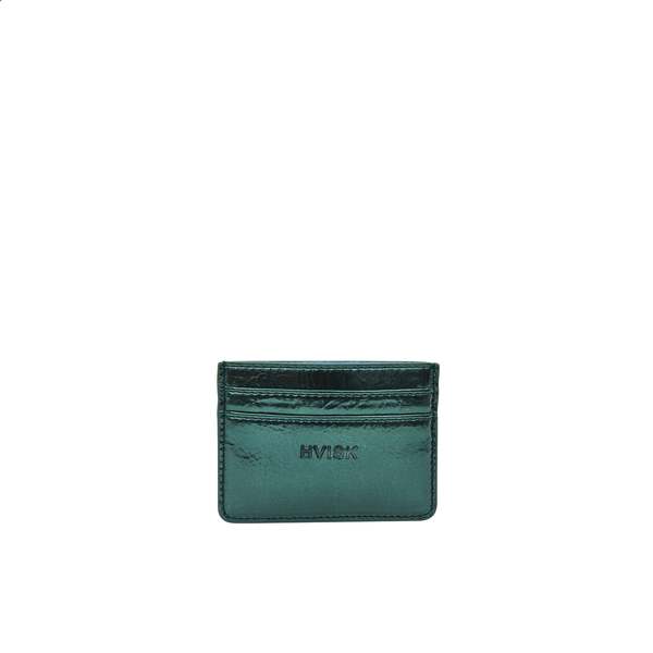 HVISK METALLIC STRUCTURE CARDHOLDER wallet - SHEENY GREEN | Garmentory
