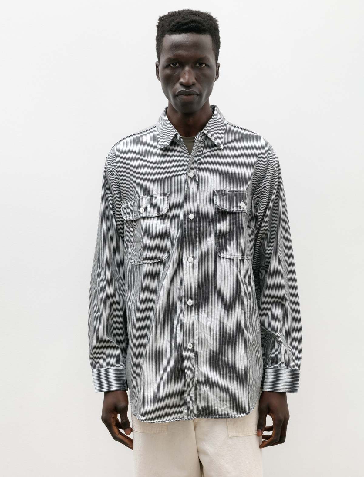 Orslow Hickory Stripe Work Shirt - gray | Garmentory