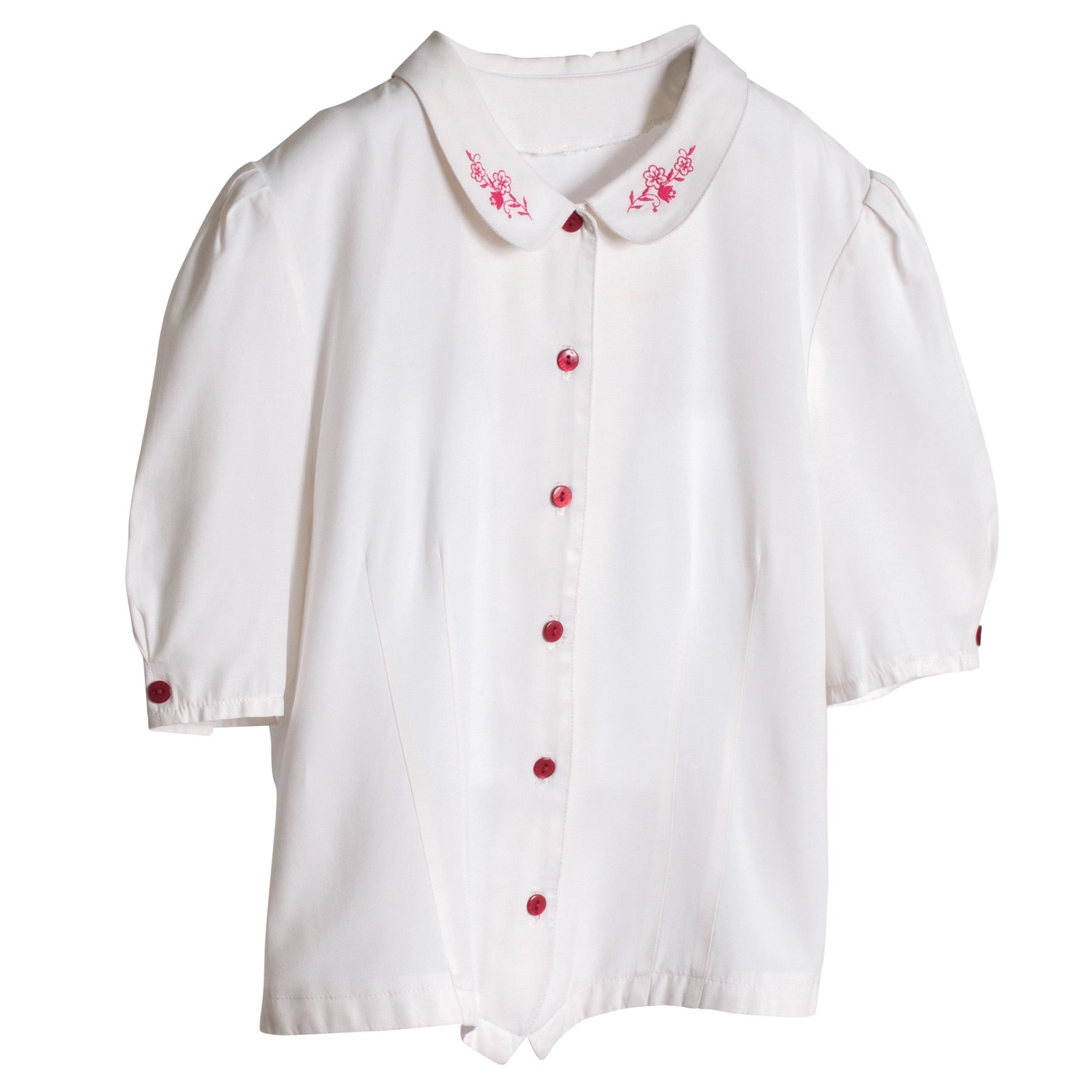 Sundazed (Germany) Slub Linen Embroidered Bermuda Collar T Blouse Ivory ...
