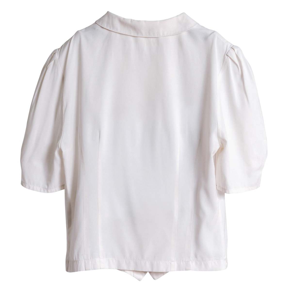 Sundazed (Germany) Slub Linen Embroidered Bermuda Collar T Blouse Ivory ...