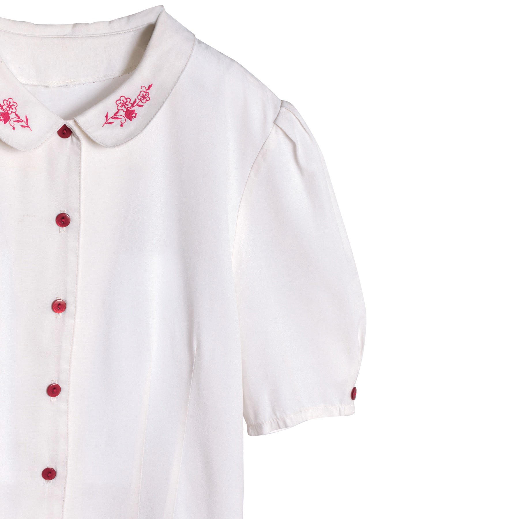 Sundazed (Germany) Slub Linen Embroidered Bermuda Collar T Blouse Ivory ...
