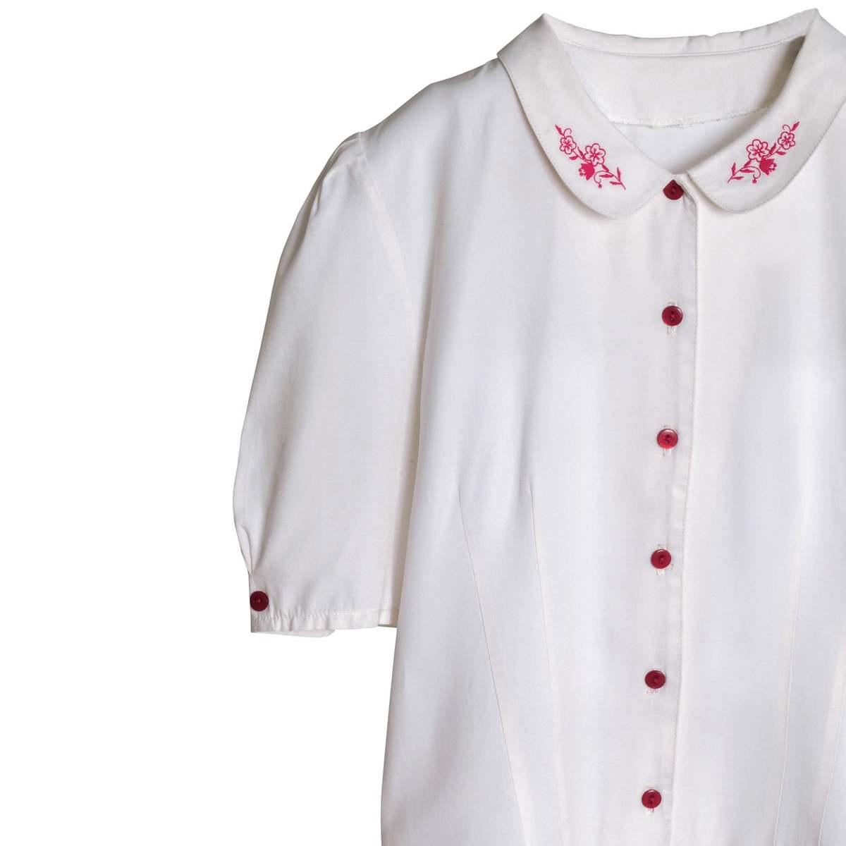 Sundazed (Germany) Slub Linen Embroidered Bermuda Collar T Blouse Ivory ...