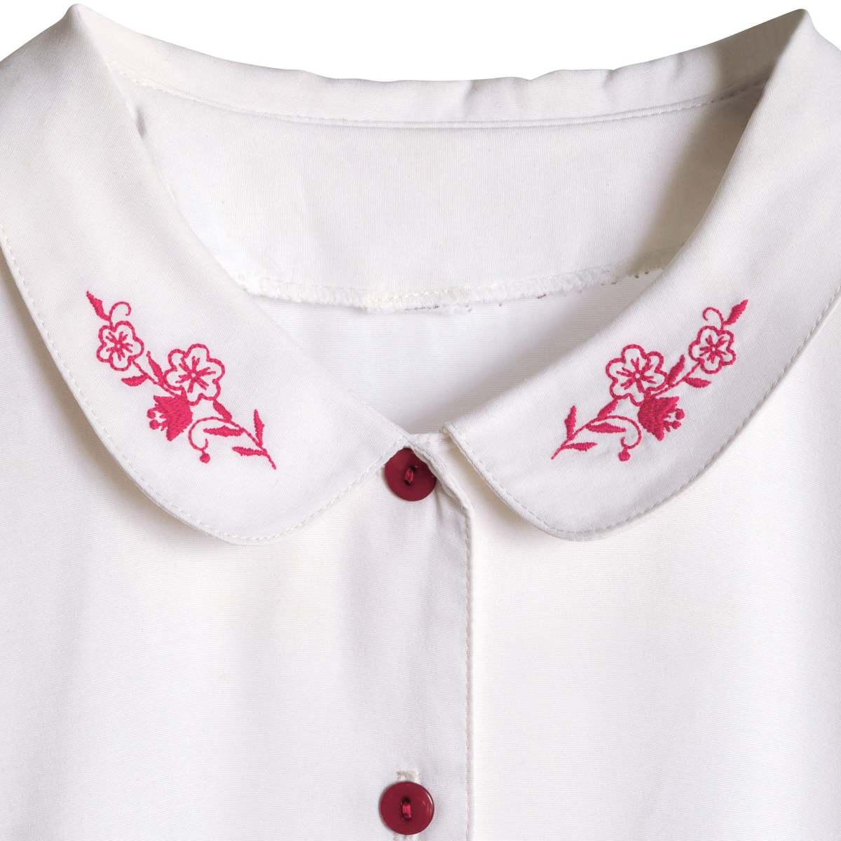 Sundazed (Germany) Slub Linen Embroidered Bermuda Collar T Blouse Ivory ...