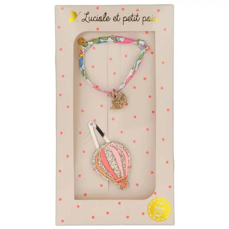Kids Luciole et Petit Pois Pink Hot Air Balloon Barrette & Fuchsia ...