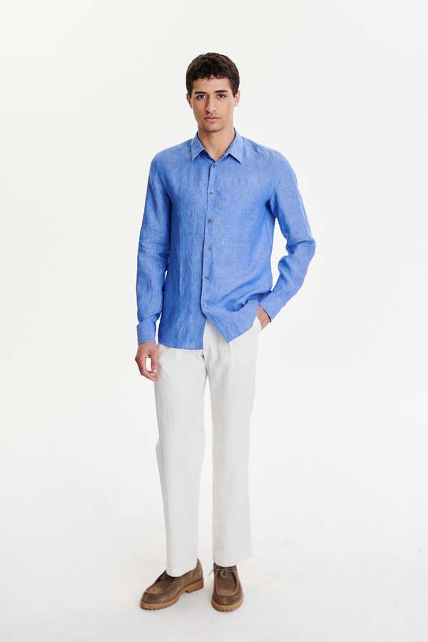 Delikatessen Traceable European Linen Feel Good Shirt - Sardinian Blue ...