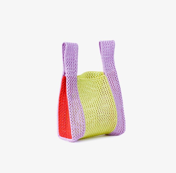 VERLOOP knits Raffia Crochet Mini Bag - Poppy/Lilac | Garmentory