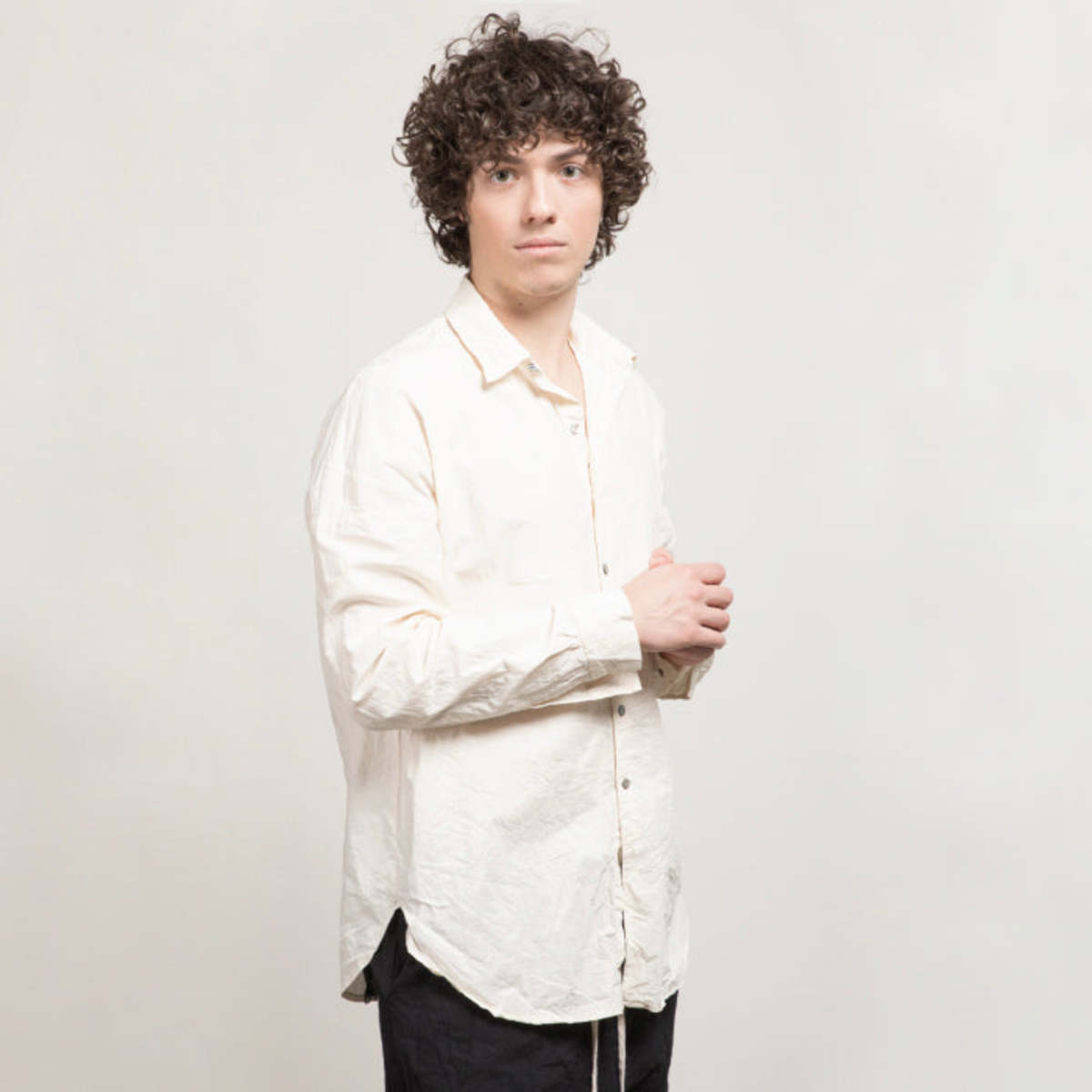 Album Di Famiglia Unisex Wrinkled Collar Shirt - Natural Cream | Garmentory
