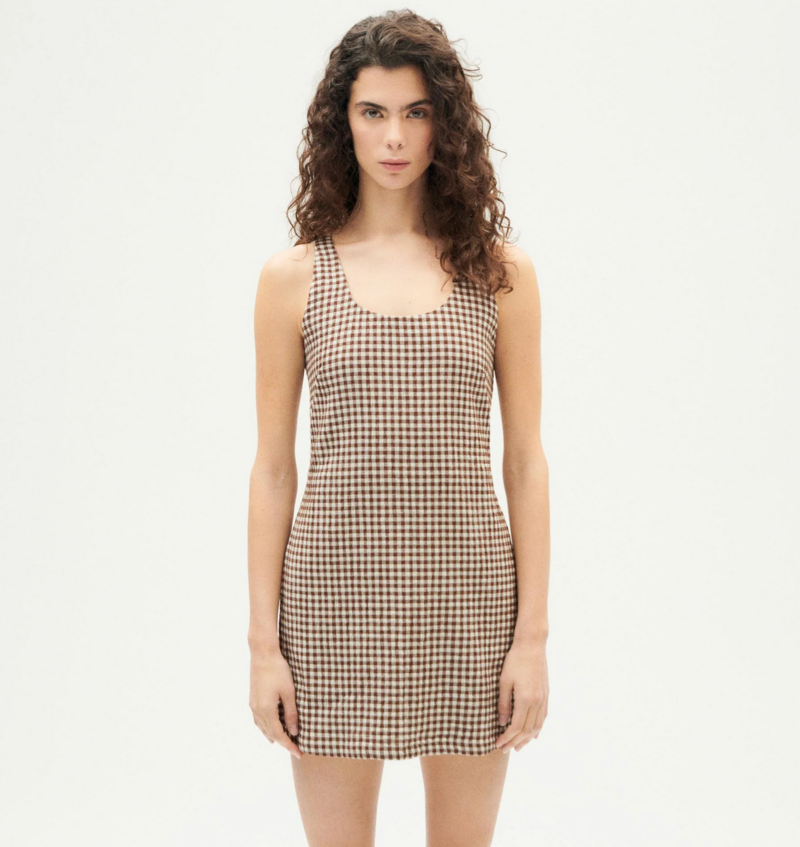 Thinking Mu Mae Seersucker Dress - Chocolate | Garmentory