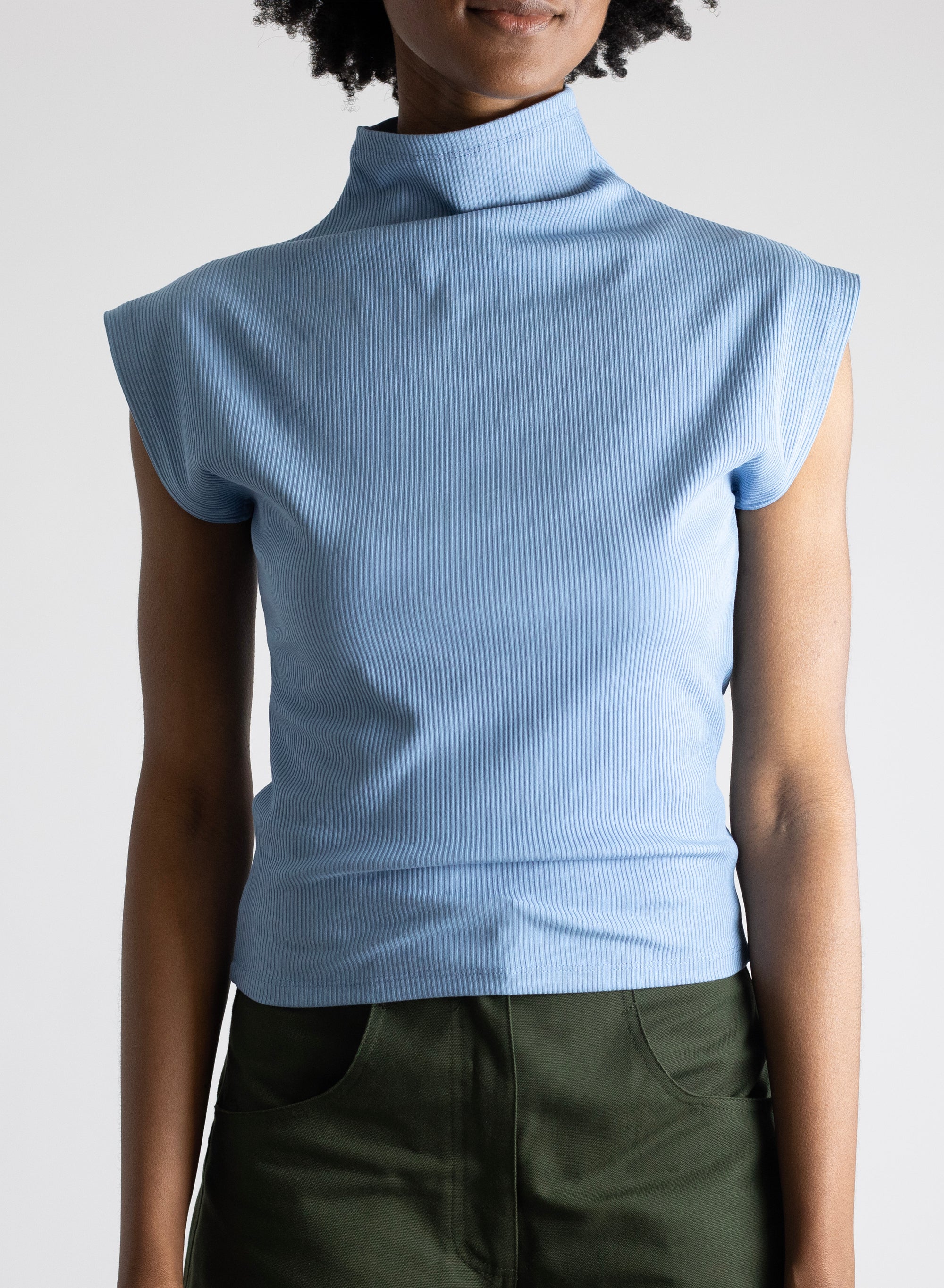 Meg Sleeveless Skinny Top - Powder Blue | Garmentory