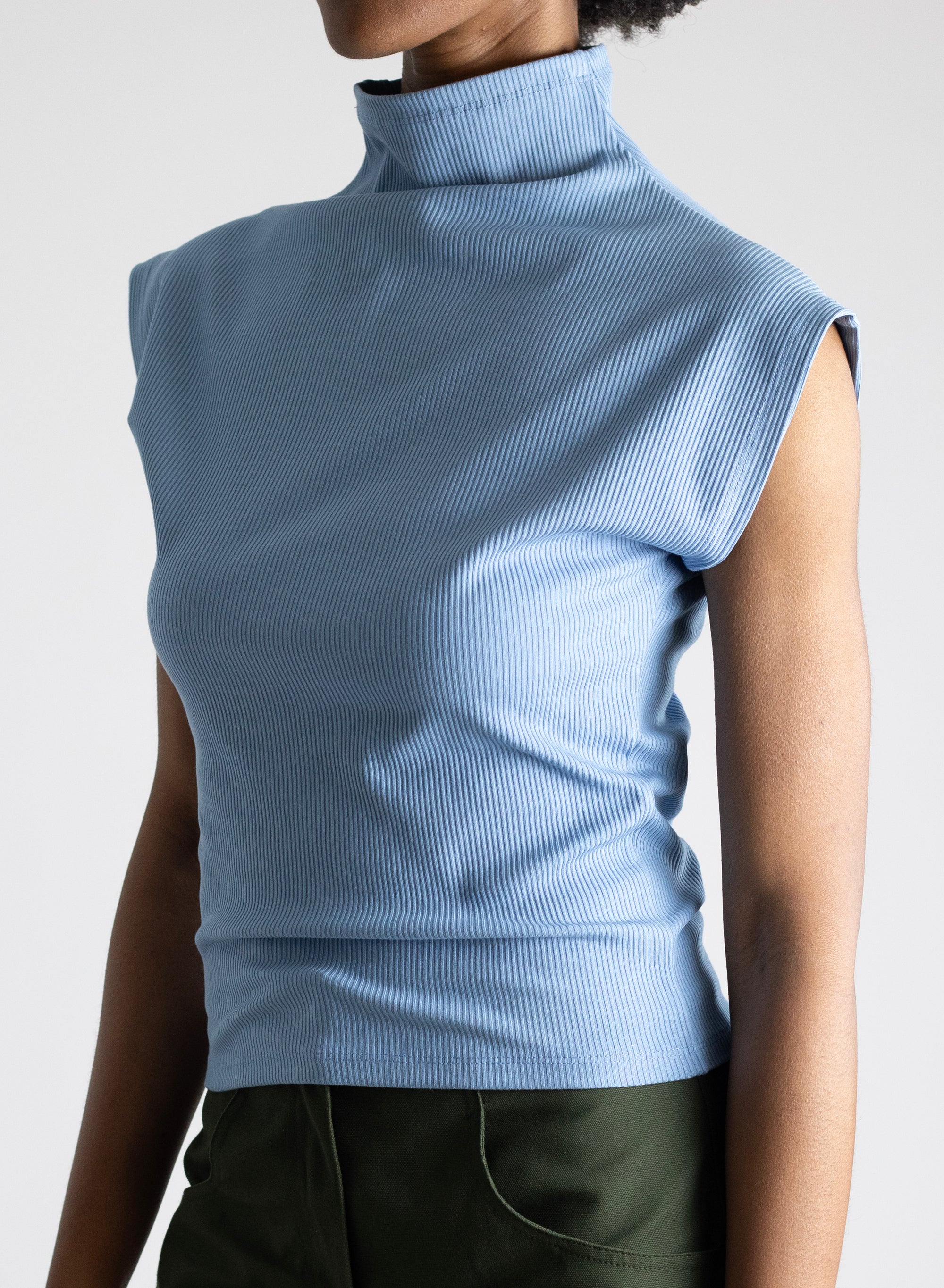 Meg Sleeveless Skinny Top - Powder Blue | Garmentory