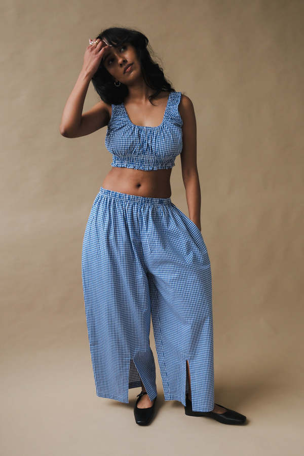 Toit Volant BELLA BRALETTE TOP - blue gingham | Garmentory