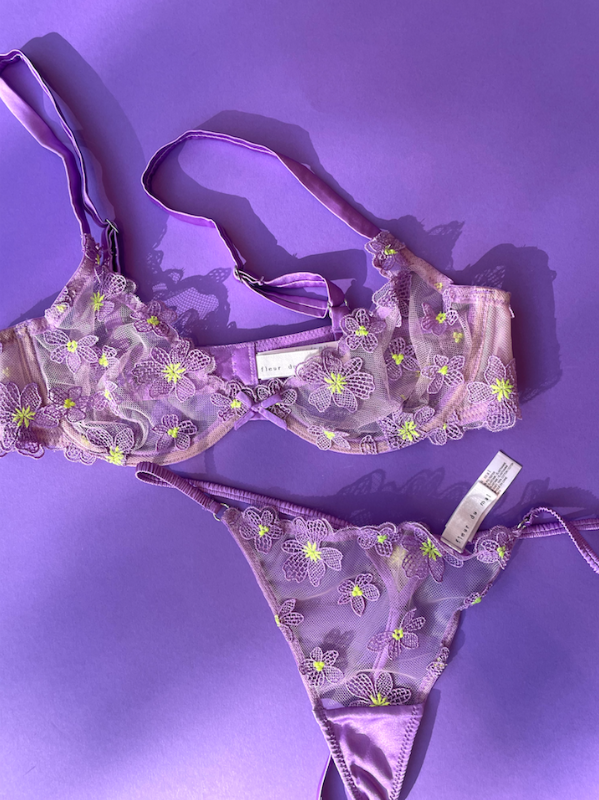 Fleur du Mal Petal Embroidery Demi Bra - Clematis | Garmentory