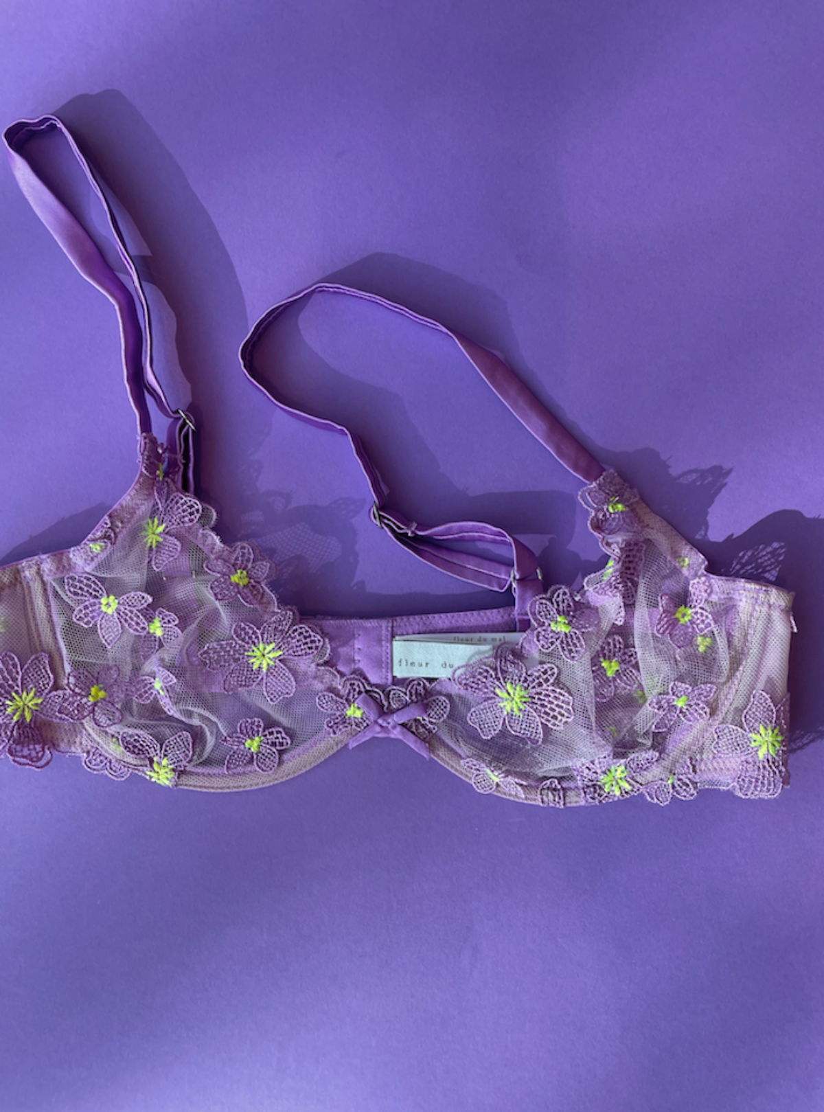 Fleur du Mal Petal Embroidery Demi Bra - Clematis | Garmentory